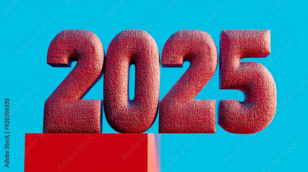 2025 in a bold blocky font with a glitch effect suitable for digital ...