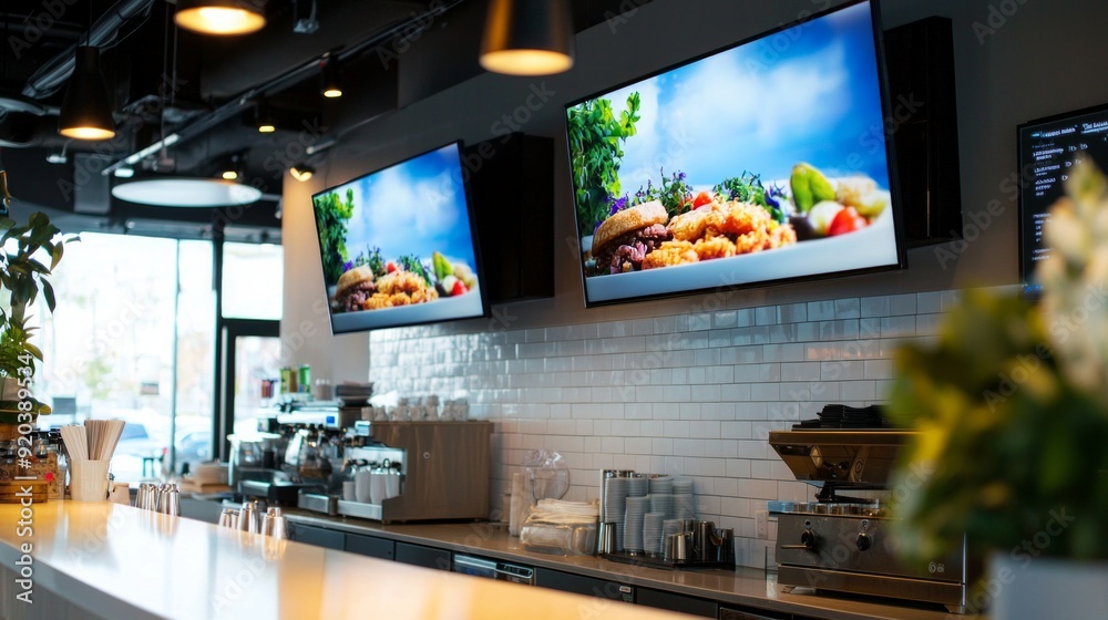 Blank mock up for menu board display screen, for restaurant cafe food ...