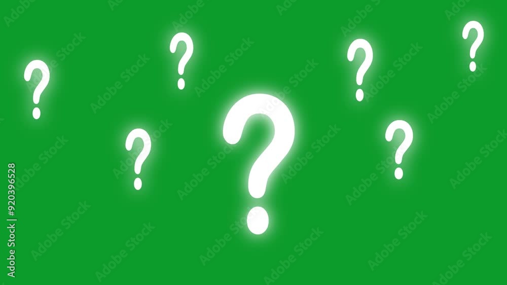 question mark animation or exclamation mark signs on green screen ...
