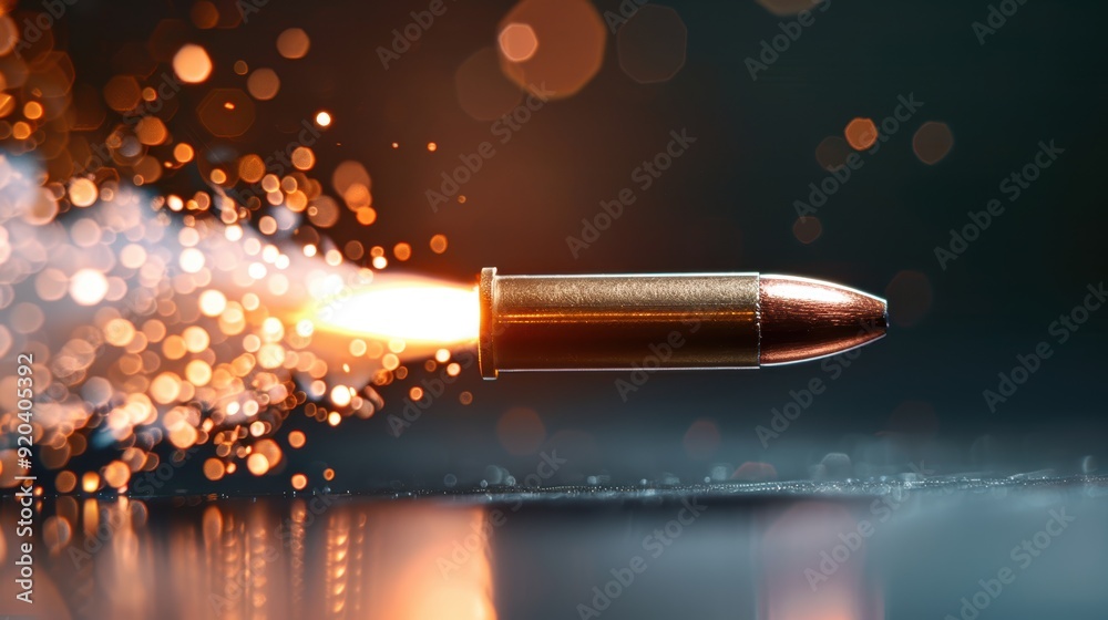 Bullet Leaving a Gun Barrel. A dramatic image capturing the moment a ...