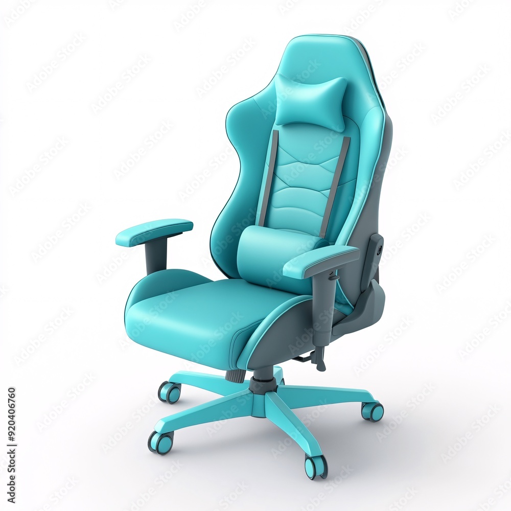240805 110. Office chair, cool cyan tone, white background, 3D ...