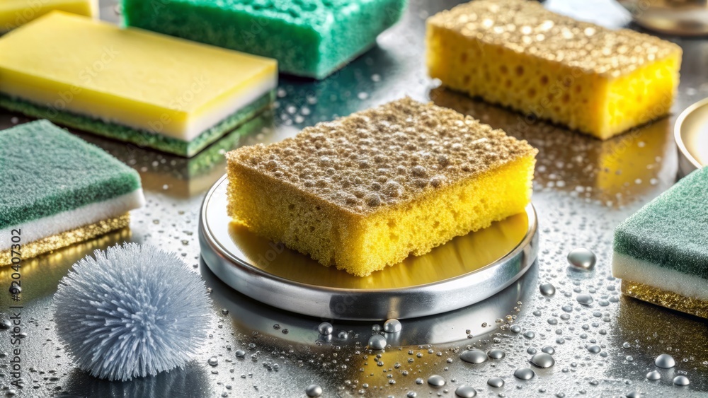 Sparkling metal surfaces shine brightly after thorough cleaning with ...