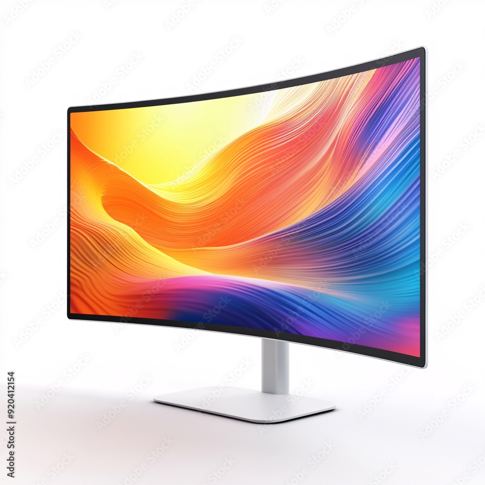 240805 162. Pearl white colored screen, white background, 3D Rendering ...