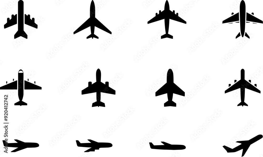 Aircraft icon vector set. Plane illustration sign collection. Airplane ...