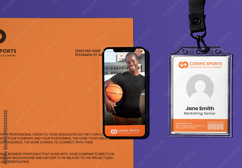 Corporate Identity Flatlay Letterhead Phone Screen Staff ID Card Mockup ...