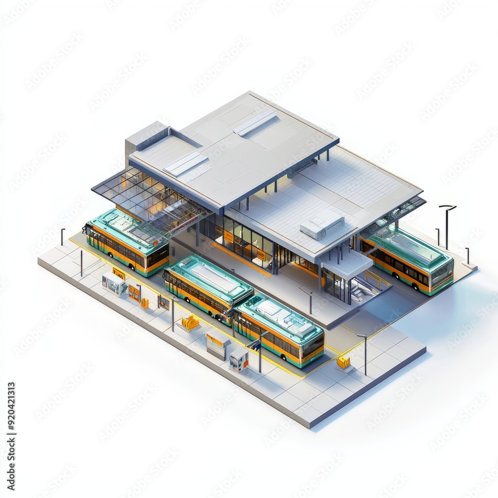 3D Render of a bus terminal with multiple levels and integrated transit ...