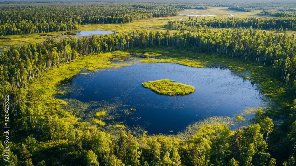 An aerial view of the Vasyugan Swamp, the largest swamp in the world ...