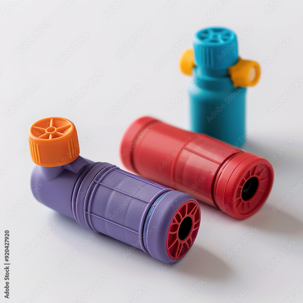 Metered dose inhalers arranged neatly on a surface, showcasing their ...