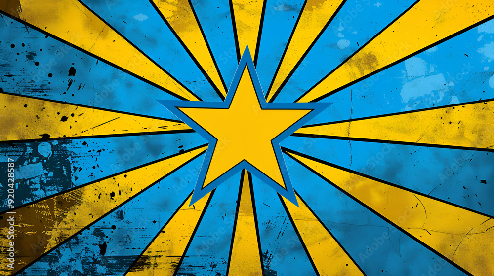 Superstar comic bright template with star shape halftone radial and ...