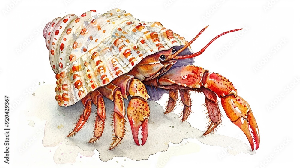 Hermit crab changing shells,Clipart, watercolor illustration, Perfect ...