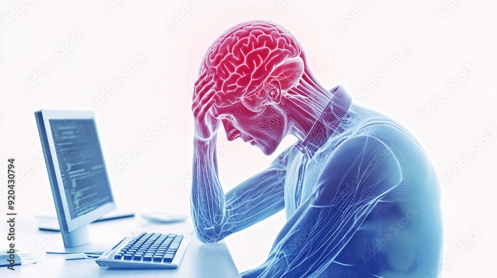 240805 55. Detailed view of upper body with highlighted head pain in ...