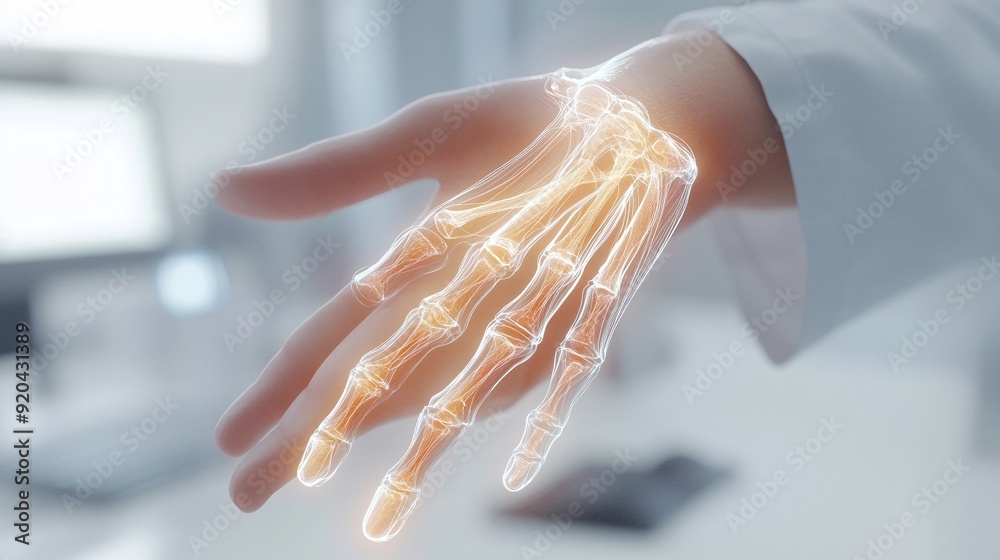 240805 73. Close-up of person massaging painful finger in modern office ...