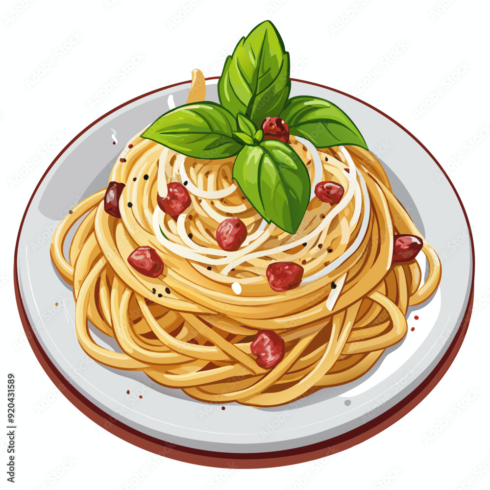 Cartoon illustration of classic Italian pasta simple clean vector art ...
