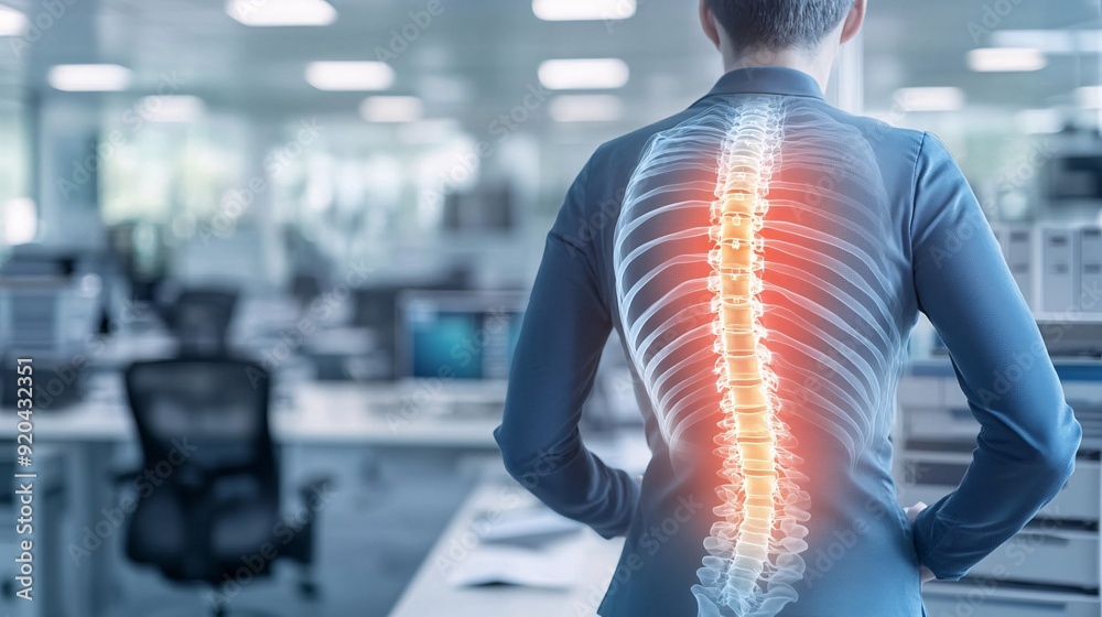 240805 115. Detailed view of torso with highlighted lower back pain in ...