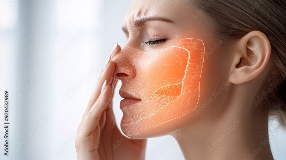 240805 155. a woman having nose pain at office. nasal cavity due to ...