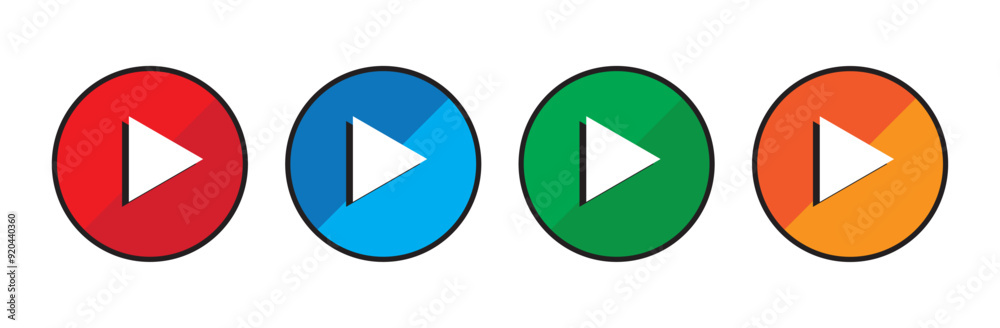 Play Button Icon Circle | Start Buttons Illustration | Video Audio ...
