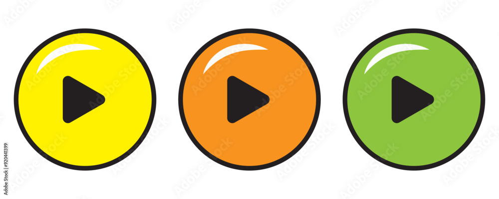 Play button icon vector set. Start Buttons Illustration. Music video ...