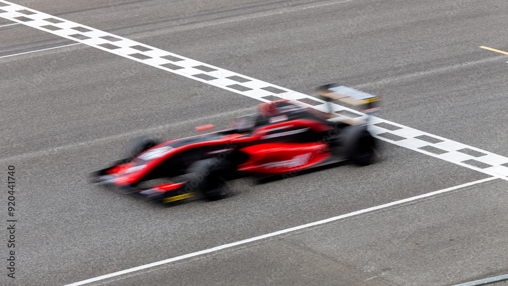 Motion blur race car racing on speed track, Car race on the ...