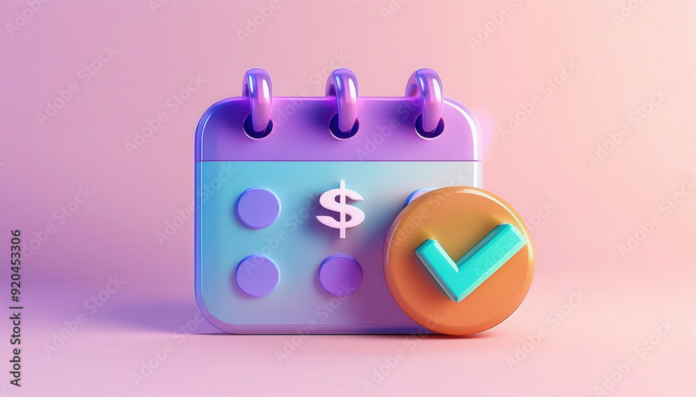 Colorful calendar with dollar sign and check mark, representing finance ...