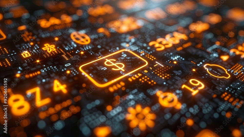 Digital Wallet and Currency Symbols: A digital wallet icon surrounded ...