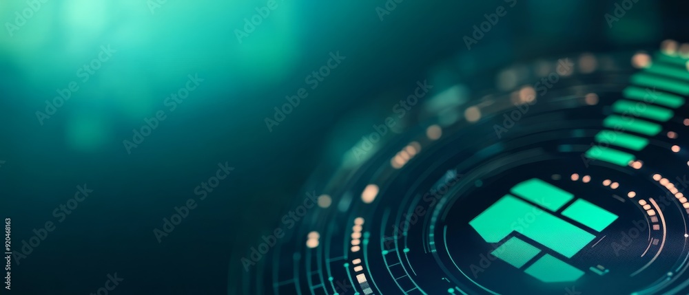abstract technology background with green and blue color scheme and ...