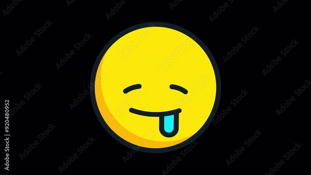 Drooling Face Emoji Animated on a Transparent Background. 4K Loop ...