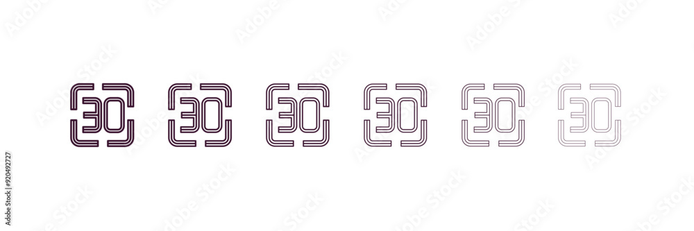 digital display 30 outline icon. Linear vector from education concept. 6 different line style ...