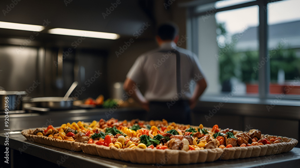 Busy Urban Kitchen Chef Preparing Tomato Bruschetta with Fresh ...