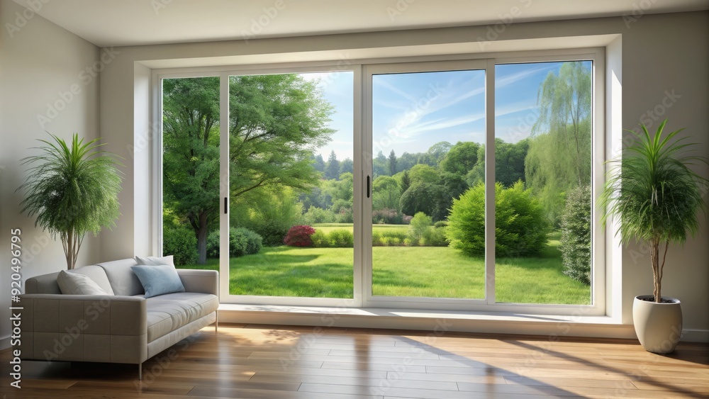 Modern sliding glass window with white frame and clean minimalist ...