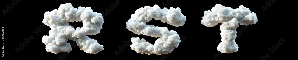 An alphabet with clouds, smoke, mist, fog, and steam set against a ...