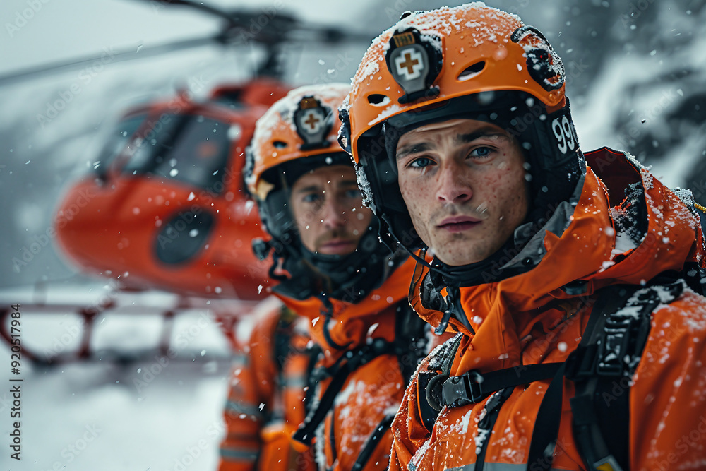 AI generated picture of rescue service man rescue operation outdoors ...