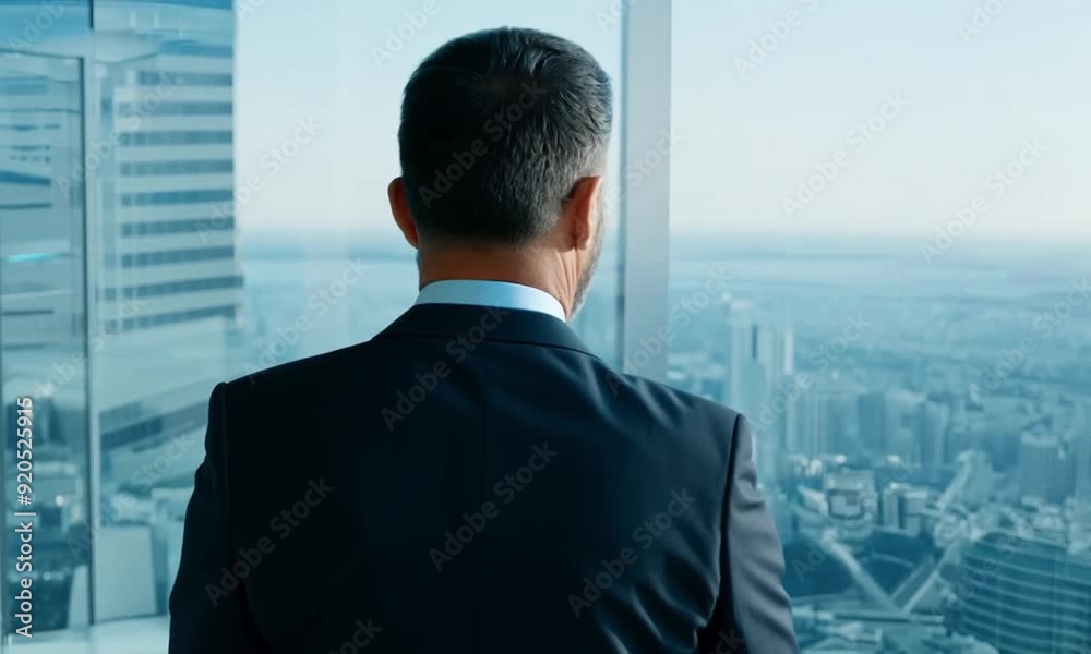 Happy confident mature 45 years old business man investor standing in ...