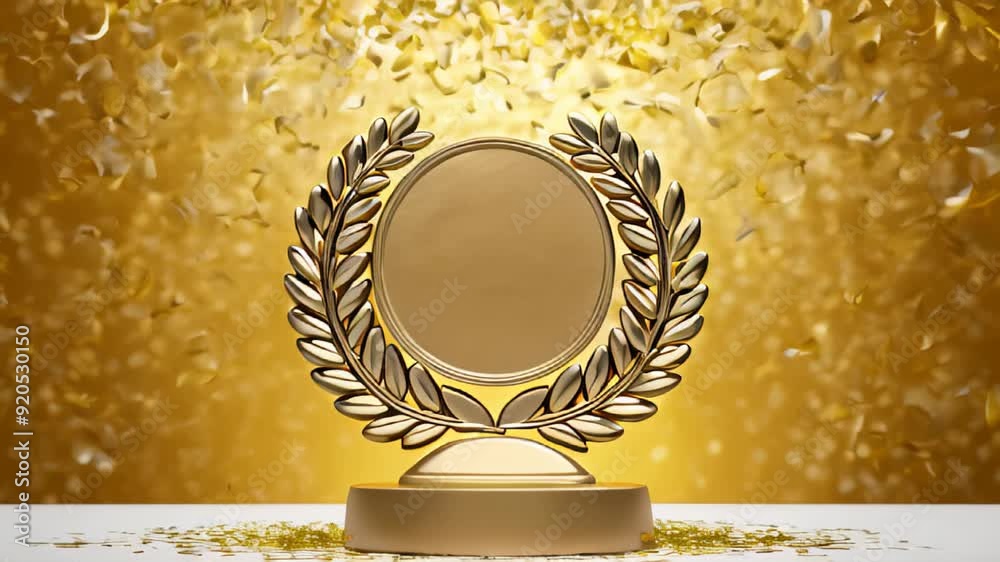 A prestigious gold award with a laurel wreath design, ready for ...