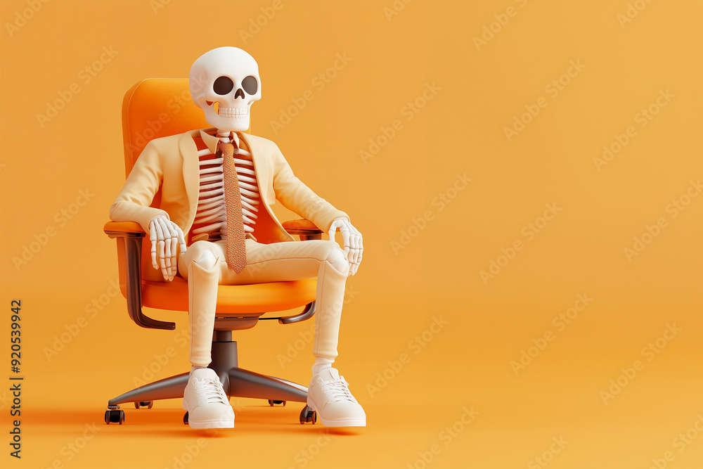 3d render funny. lookin at camera Skeleton wearing suit pants sneakers ...