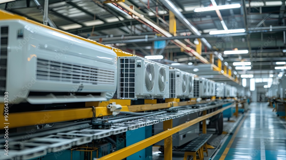Production of air conditioners for air cooling in a factory on an ...