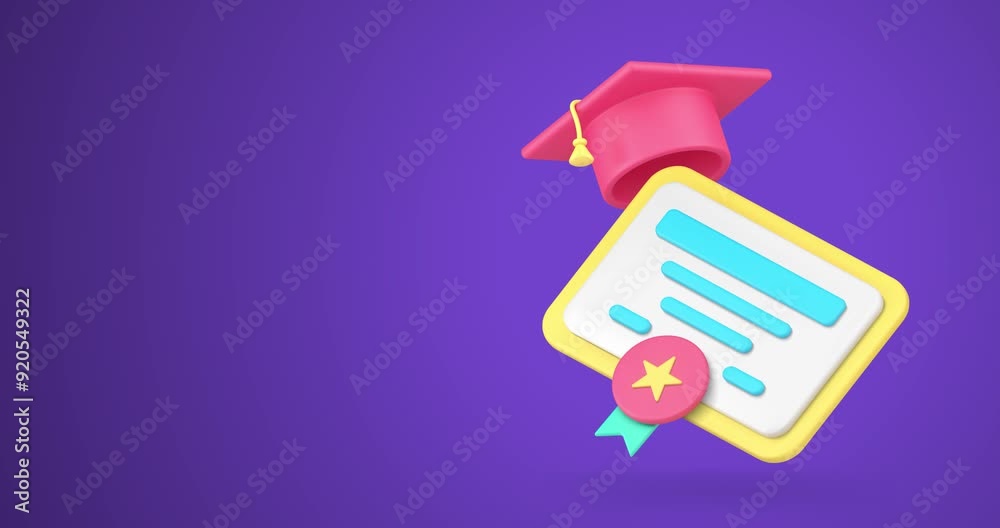 Graduation cap education academic diploma achievement certificate 3d ...