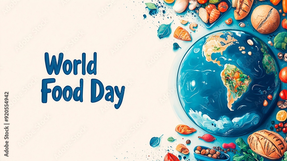 Celebration of World Food Day with a colorful representation of global ...
