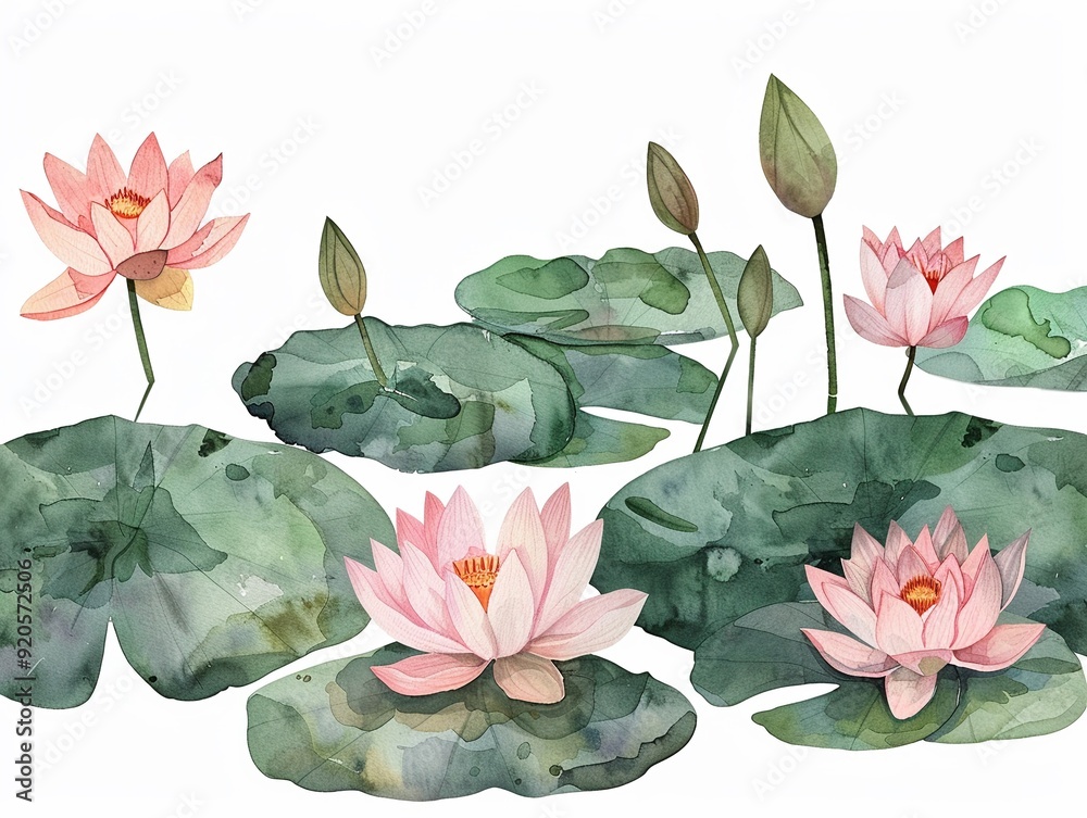 lotus clipart with serene pink blooms and green lily pads,Clipart ...