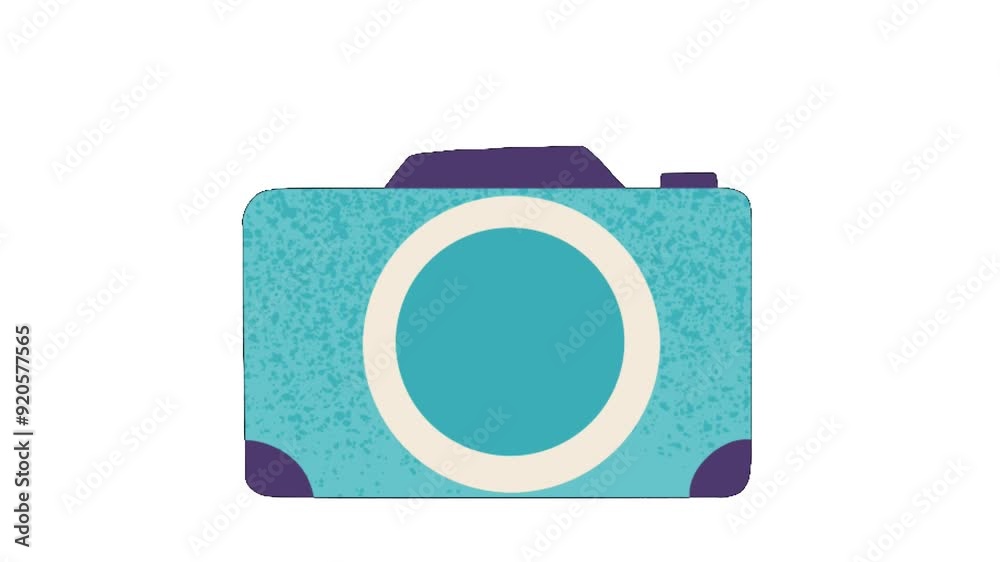 Camera and flash 4K animation with white screen background. photo ...