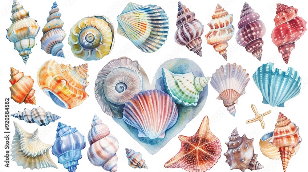 Seashell clipart collection arranged in a heart shape,Clipart ...