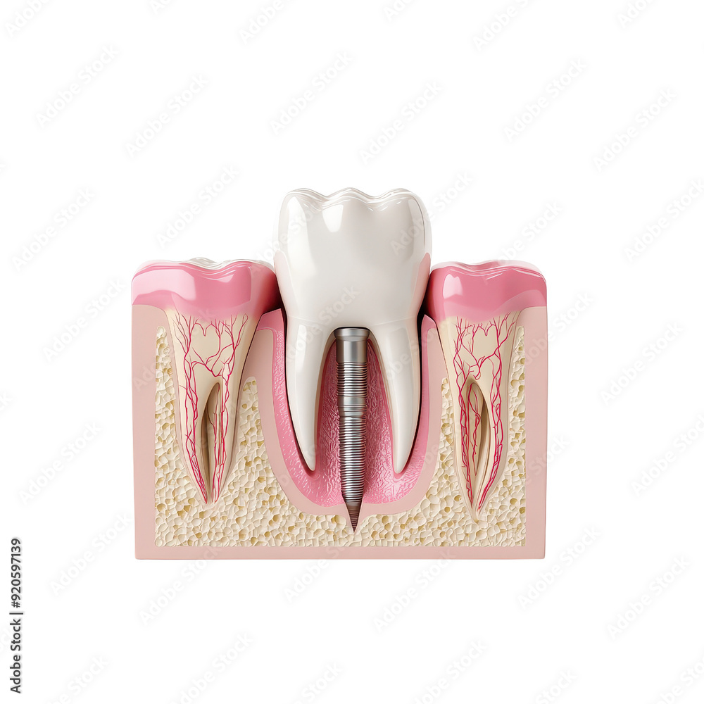 Cross-section of a tooth with a dental implant. Stock Illustration ...