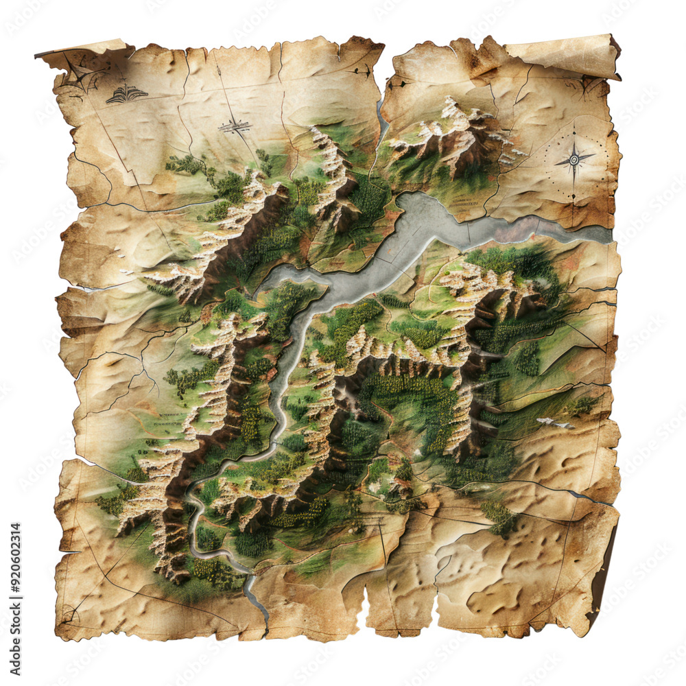 Map isolated white background, without shadow, single object, detailed ...