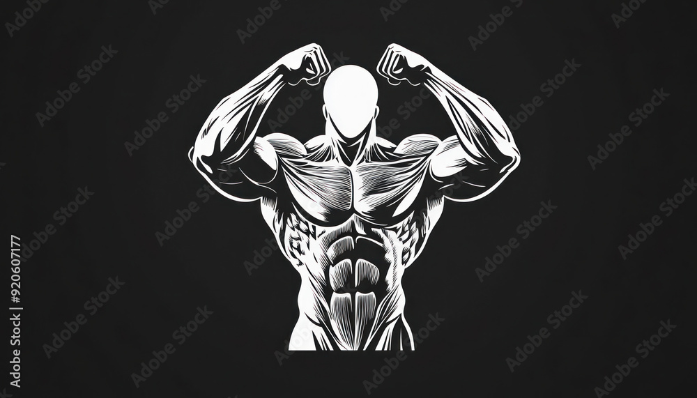 Muscular man flexing muscles showing biceps triceps and pecs Stock ...