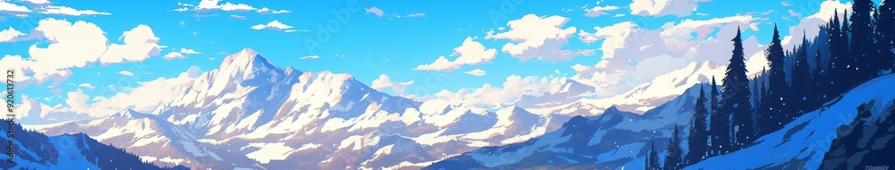 Enchanting Anime-Style Winter Wonderland: Magical Ski Resort Scene with ...