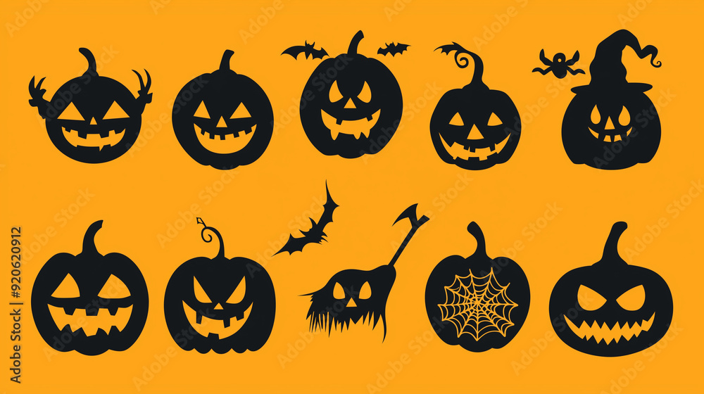 Halloween pumpkin digital SVG file, silhouette stencil cut out images ...