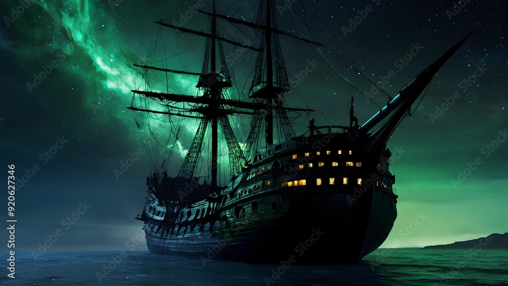 A dread-inducing cosmic caravel drifts through the endless void, its ...