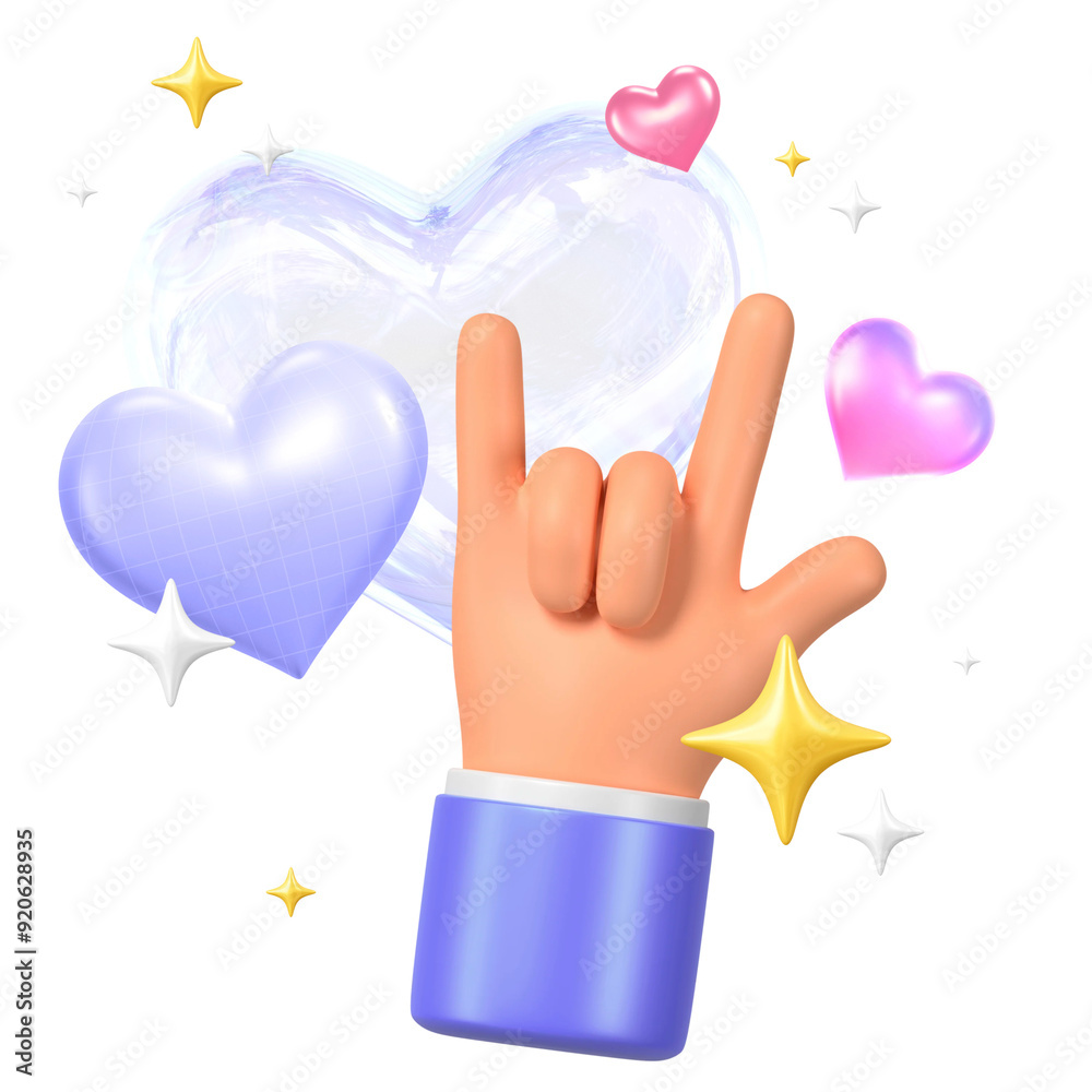 ILY hand sign png sticker, 3D love language illustration, transparent ...