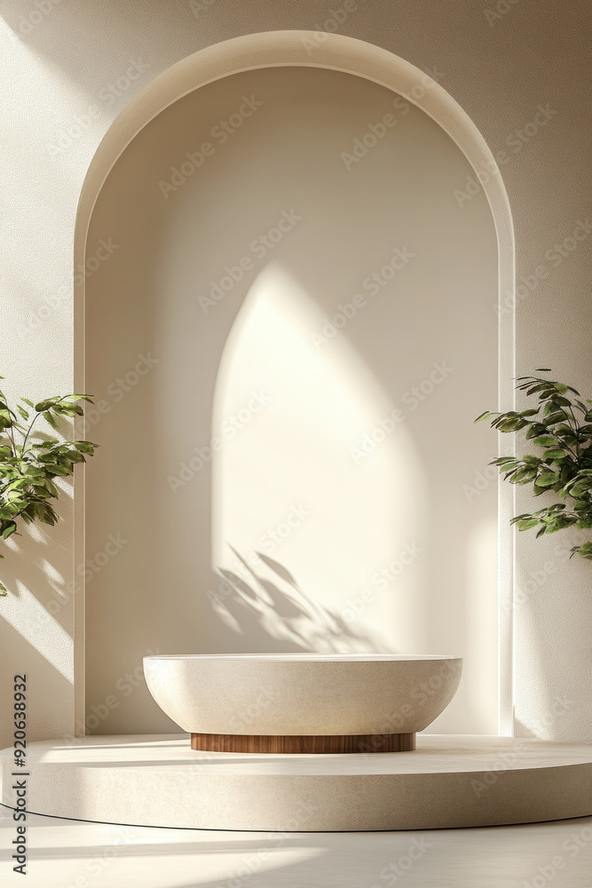 Stylize product placement backdrop, Minimalistic podium mockup rendered ...