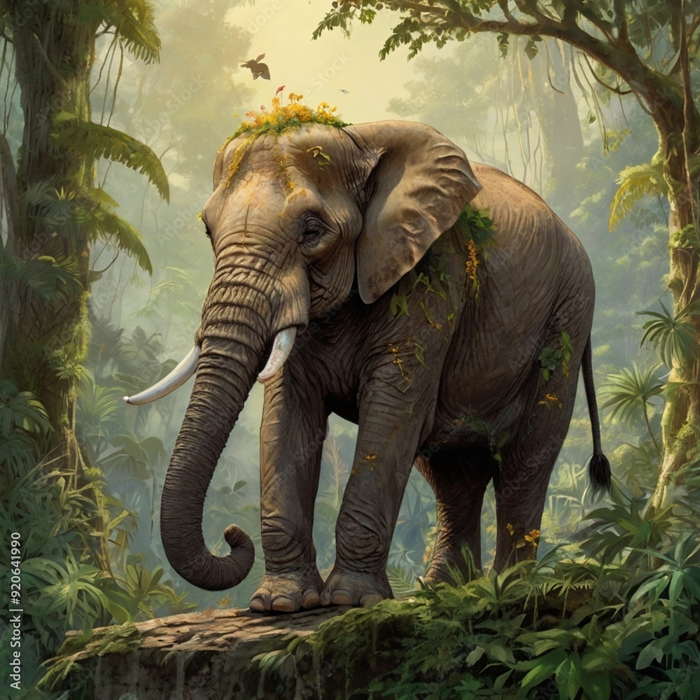 Wild aggressive asian elephant or Elephas maximus indicus roadblock ...