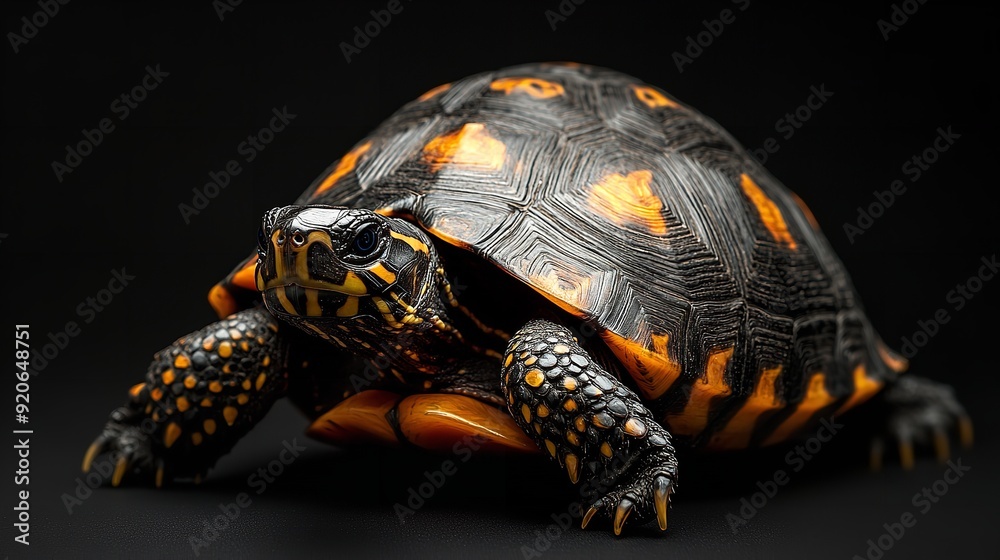 Mystic portrait of Eastern Box Turtle, full body view, isolated on ...